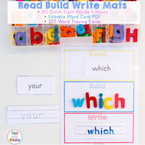 Printable Read Build Write Mats + Vocabulary Cards - Fun with Mama