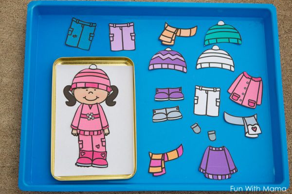 Printable Winter Paper Dolls Dress Up Busy Bag - Fun with Mama