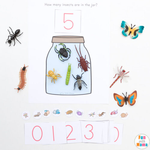 How Many Insects In The Jar Spring Counting Activity - Fun with Mama