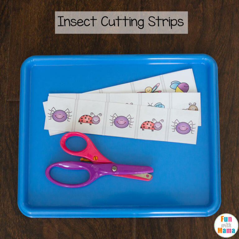 Insect Printable Cutting Strips For Preschoolers - Fun with Mama