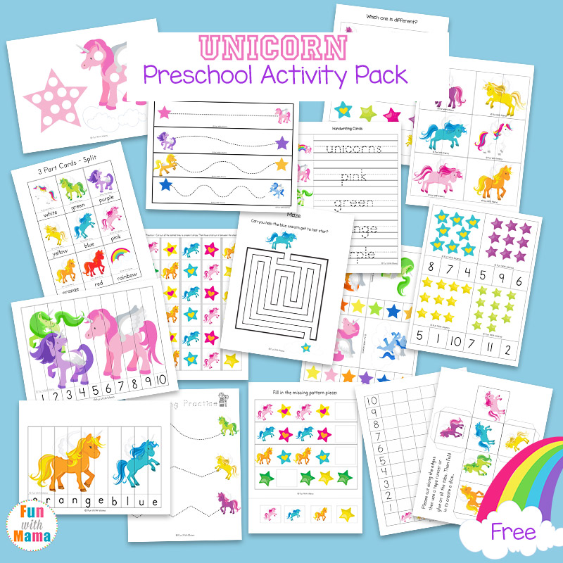Unicorn Preschool Activity Pack - Fun with Mama Unicorn Preschool Activity Pack - Fun with Mama