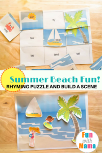 Summer Beach Fun Rhyming Puzzle And Build A Scene Printables - Fun with ...