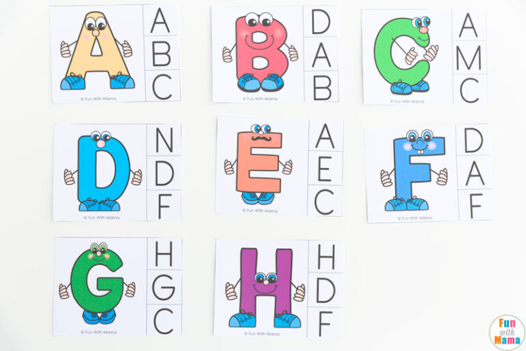 Alphabet Letter Matching Clip Cards - Fun with Mama