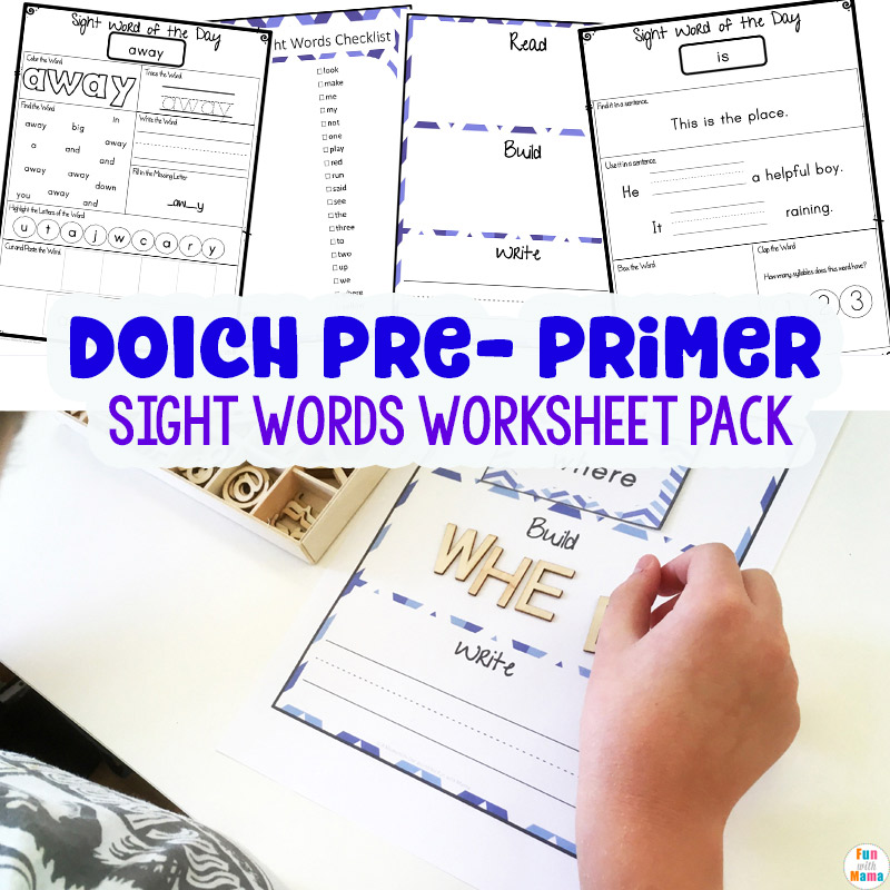 Free Dolch Pre-Primer Sight Words Worksheets - Fun with Mama Free Dolch Pre-Primer Sight Words Worksheets - Fun with Mama