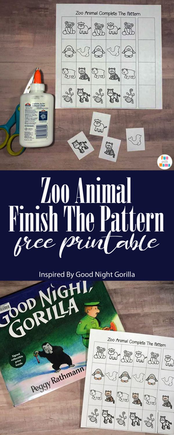 Zoo Animal Finish The Pattern Printable Inspired By Good Night Gorilla