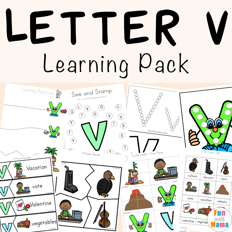 Letter V Worksheets For Preschool Kindergarten Fun With Mama
