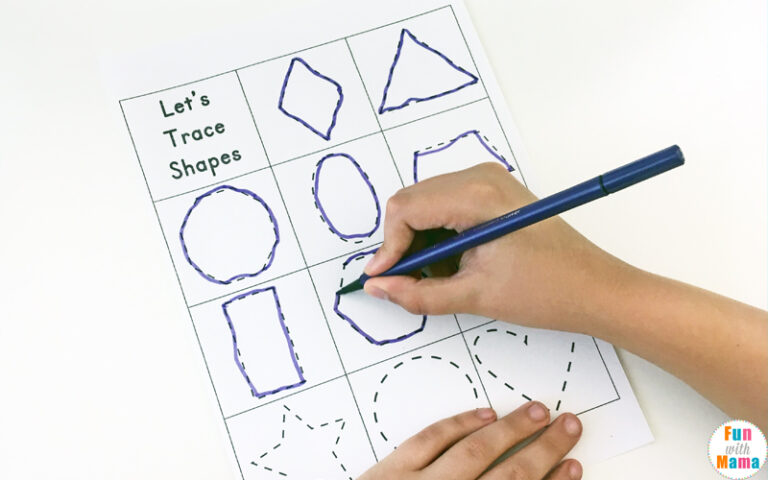 Tracing Shapes Worksheets - Fun with Mama