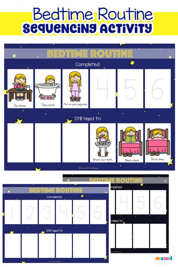 Toddler Bedtime Routine Chart Sequencing Activity - Fun with Mama