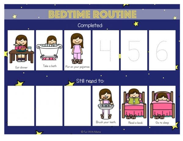 Toddler Bedtime Routine Chart Sequencing Activity - Fun with Mama