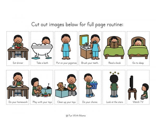 Toddler Bedtime Routine Chart Sequencing Activity - Fun with Mama