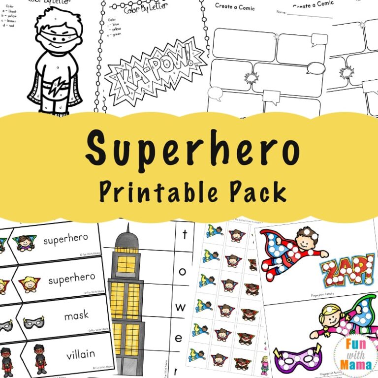 Superhero Games, Coloring Pages + Printables - Fun with Mama