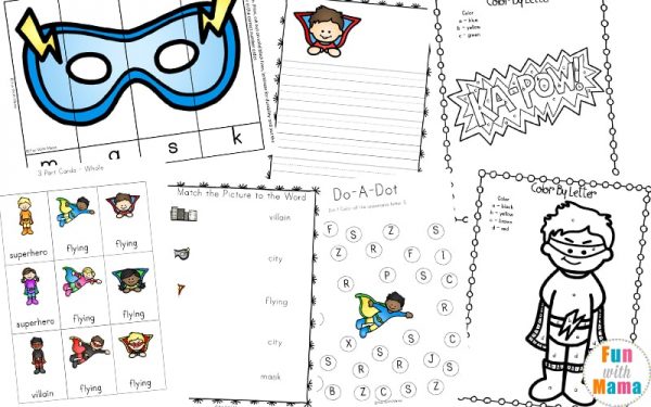 Superhero Games, Coloring Pages + Printables - Fun with Mama