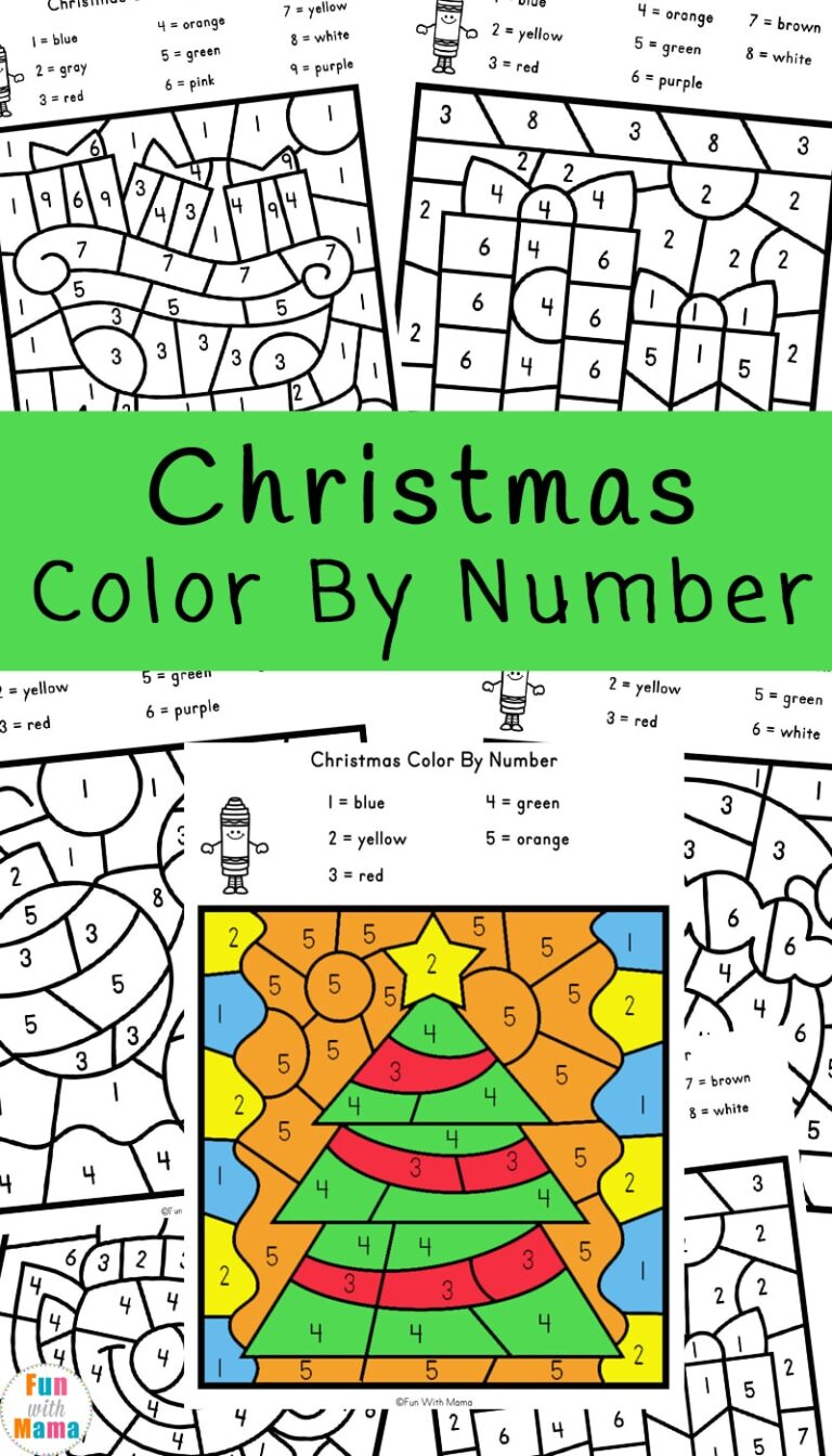 Christmas Color By Number Worksheets - Fun with Mama
