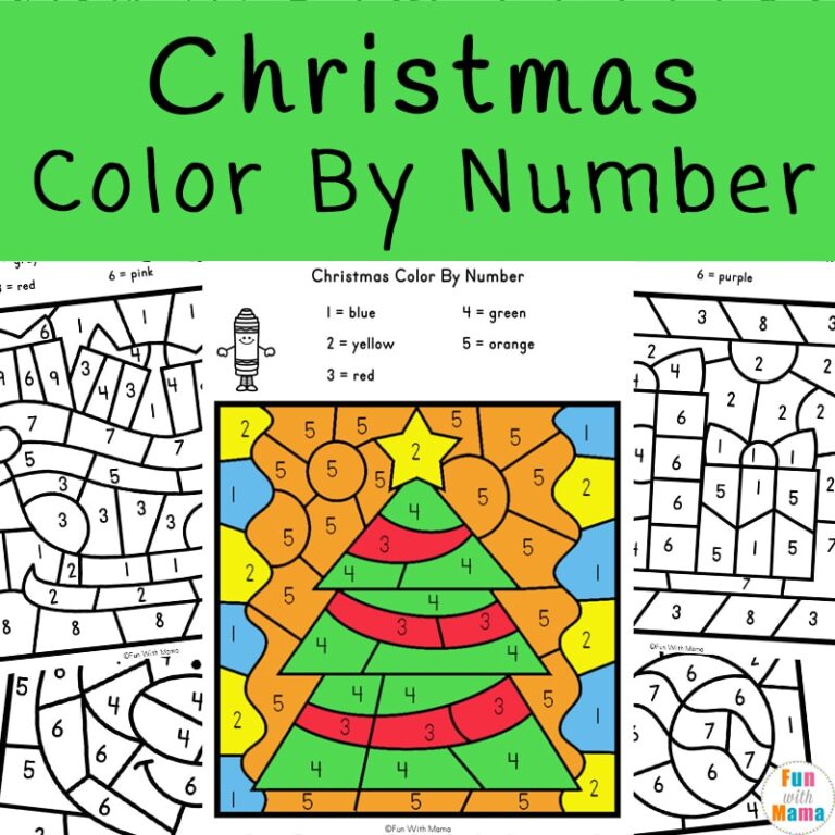 Christmas Color By Number Worksheets - Fun with Mama