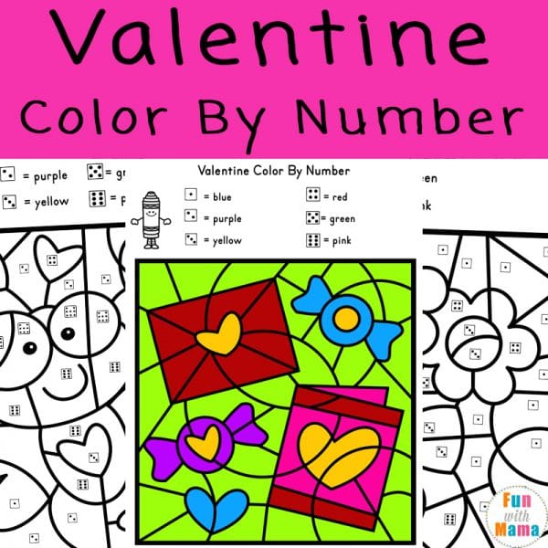 Valentine Color By Number Worksheets - Fun with Mama