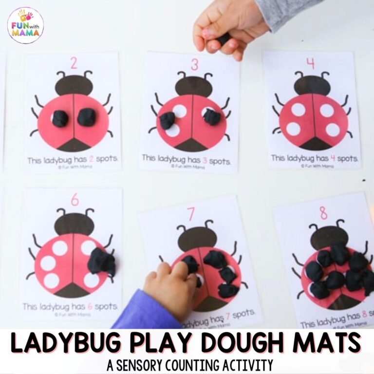 Ladybug Playdoh Math Counting Mats - Fun with Mama