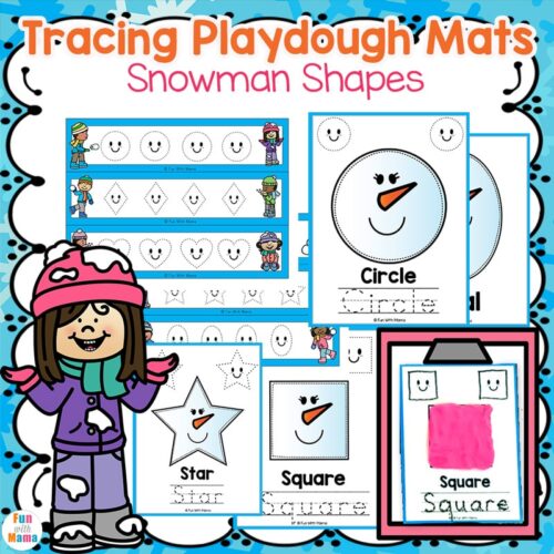 Snowman Shape Playdough Mats - Fun with Mama