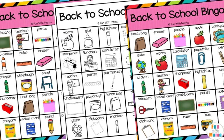 Back to School Bingo - Fun with Mama