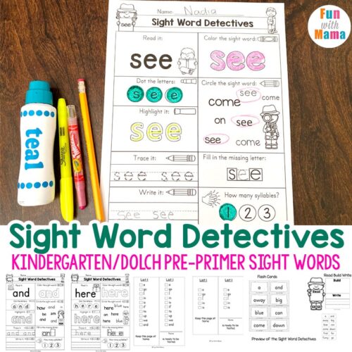 Pre K Sight Word Worksheets that are fun! - Fun with Mama
