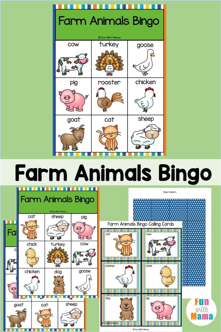 Farm Animal Bingo - Printable Free Bingo Cards - Fun with Mama