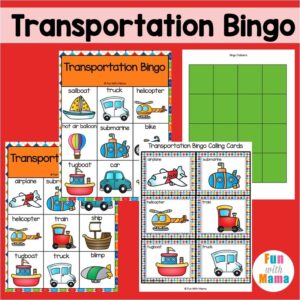 Transportation Bingo Game - Fun with Mama