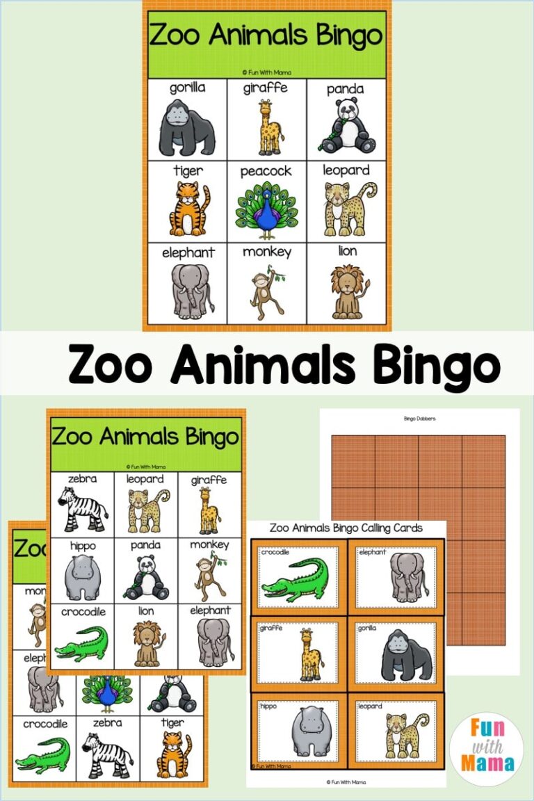Zoo Bingo Game For Kids - A Fun Animal Bingo Game - Fun with Mama