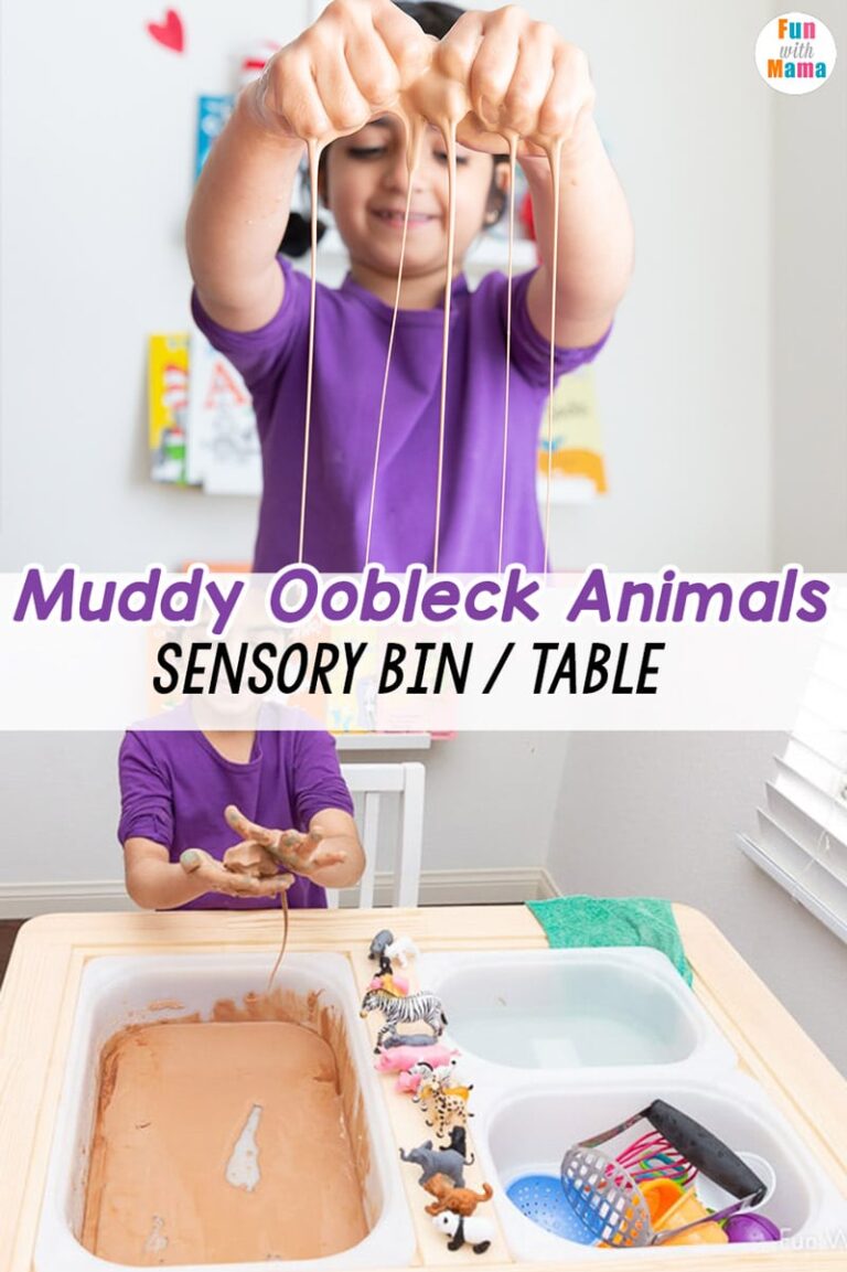 Muddy Oobleck Sensory Table With Animals - Fun with Mama