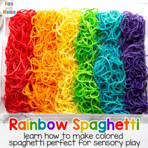 Rainbow Spaghetti - How to make Colored Spaghetti - Fun with Mama
