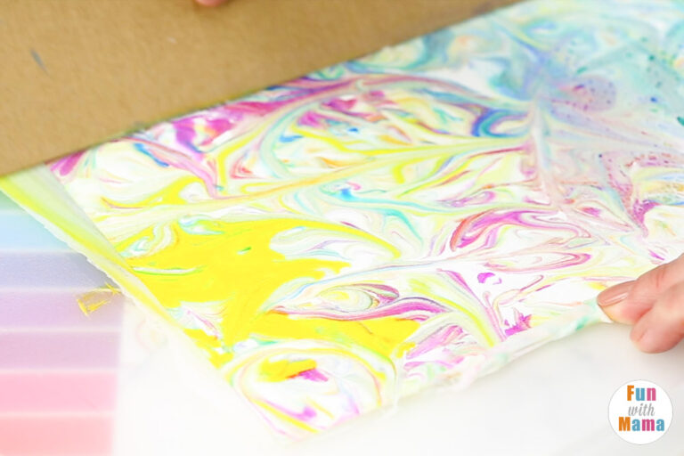Marbled Paper Art With Shaving Cream - Fun with Mama