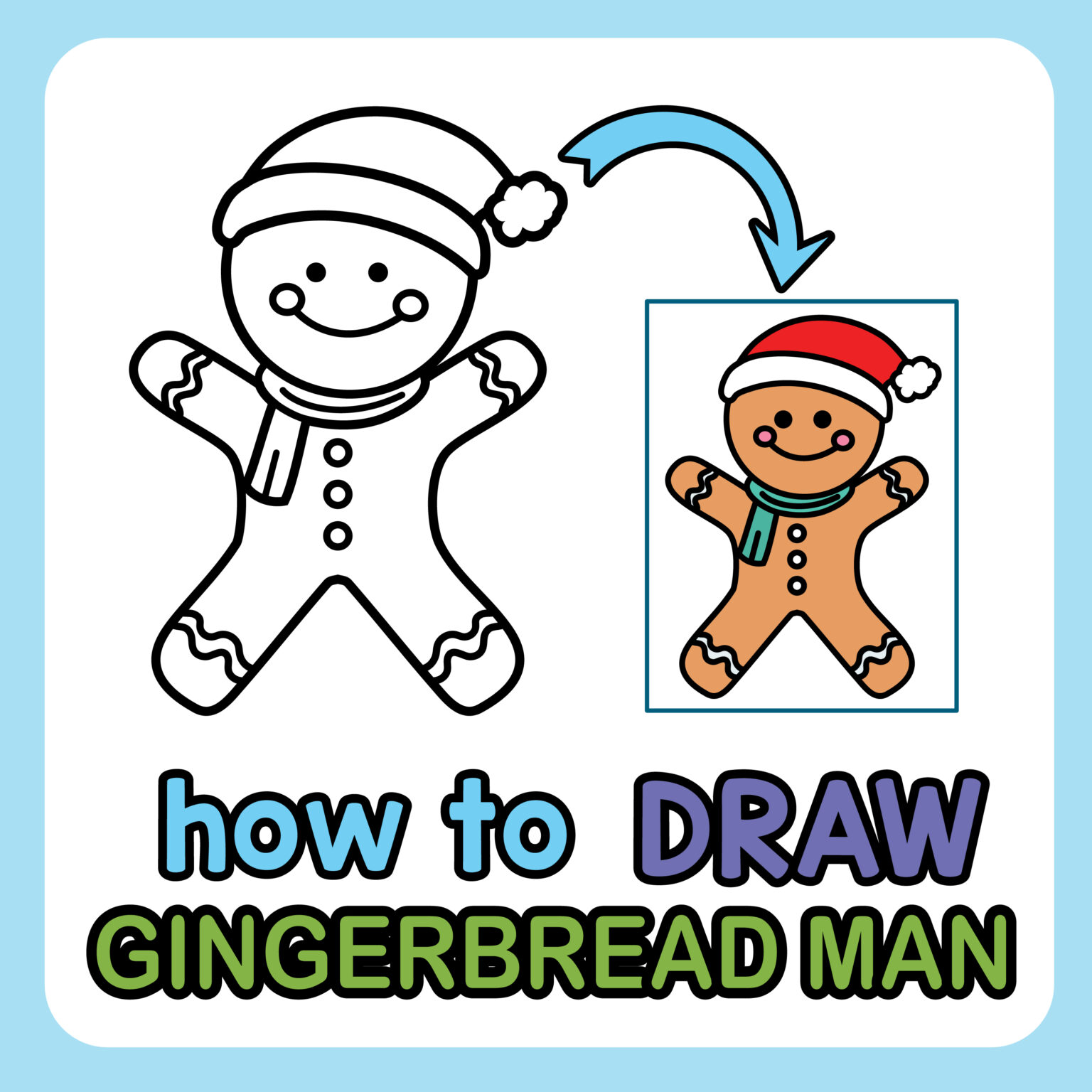 How to draw a gingerbread man - Fun with Mama