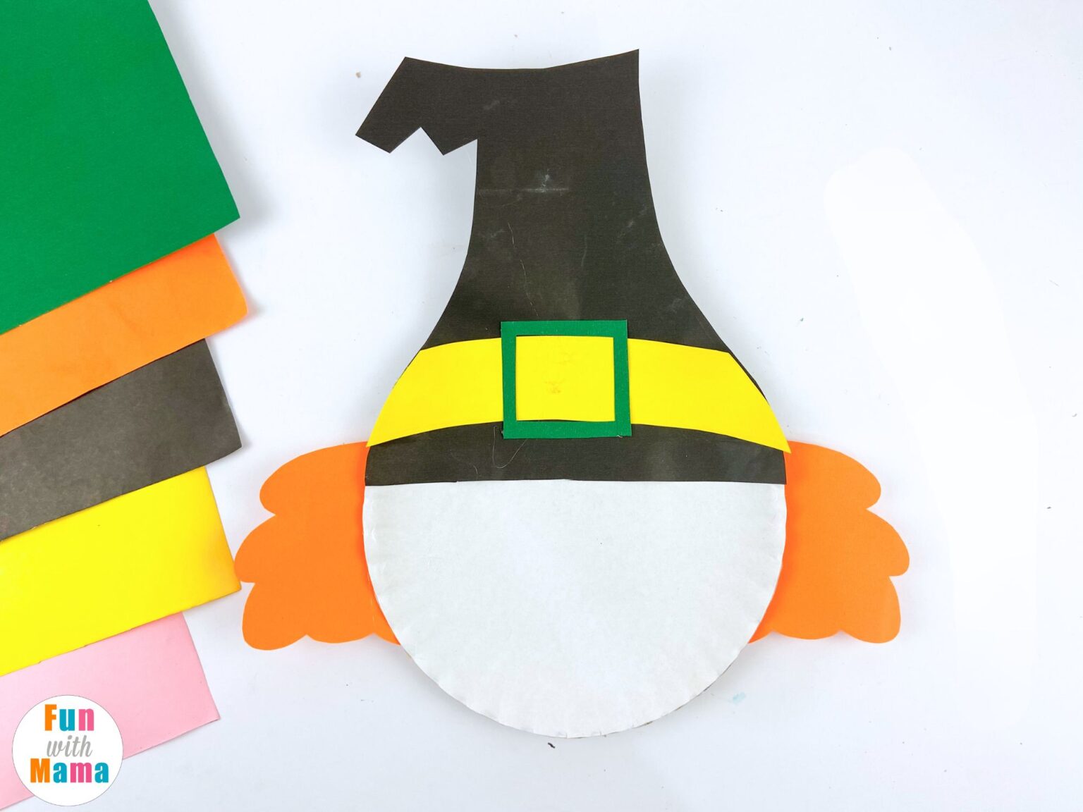 Paper Plate Witch Craft - Halloween Craft for Kids - Fun with Mama