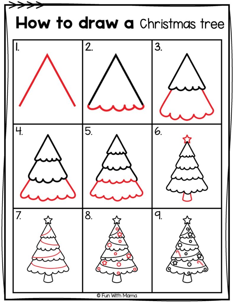 How To Draw A Christmas Tree Fun With Mama How To Draw A Christmas Tree Fun With Mama