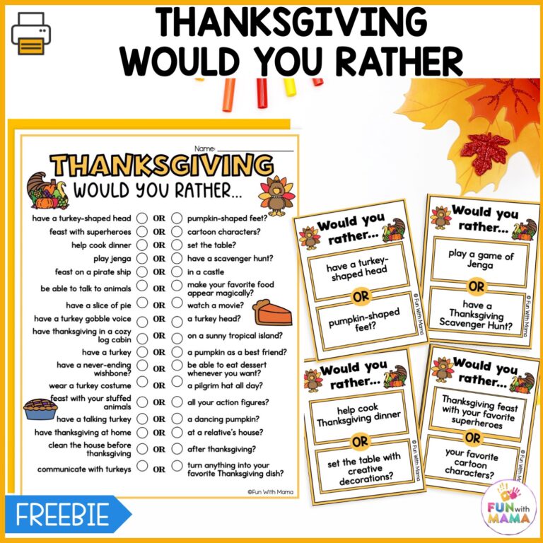 Thanksgiving Would You Rather Questions - Fun with Mama
