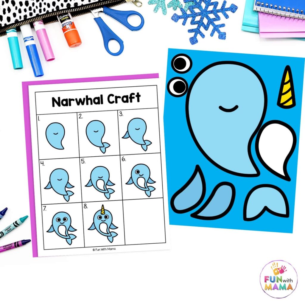 Printable Narwhal Craft + 4 Narwhal Activities - Fun with Mama