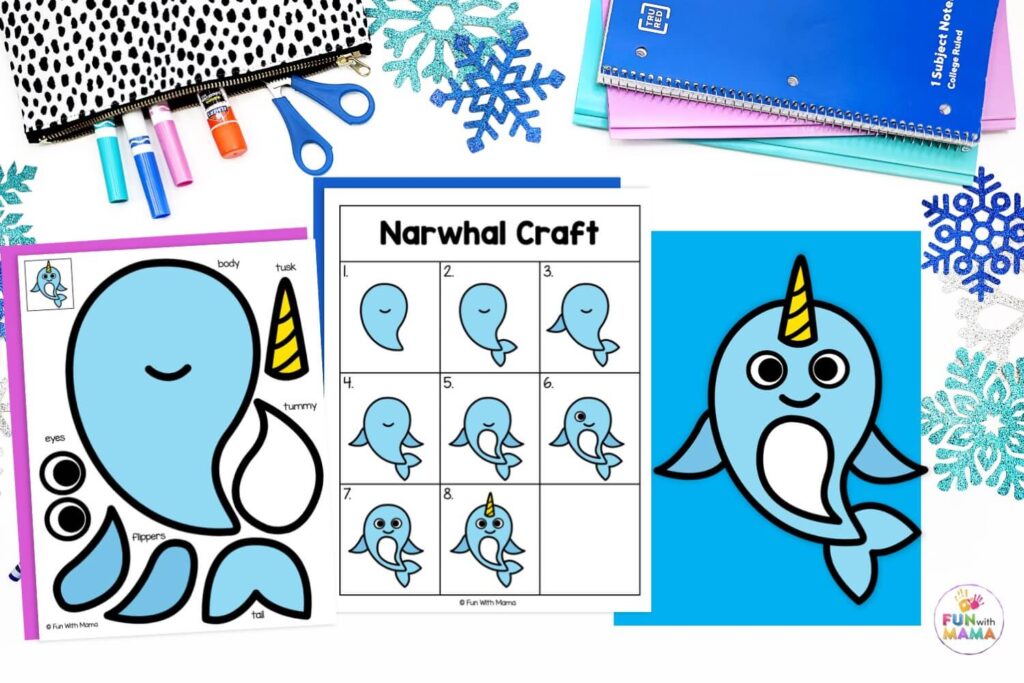 Printable Narwhal Craft + 4 Narwhal Activities - Fun with Mama