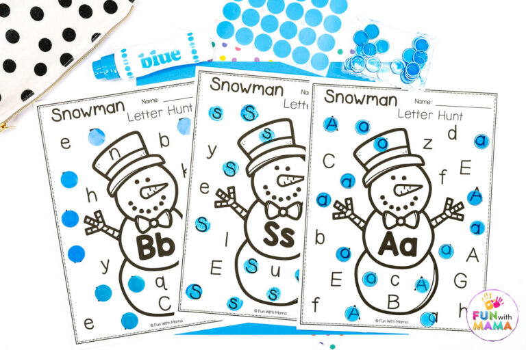 Free ABC Printables Snowman Letter Hunt - Fun with Mama