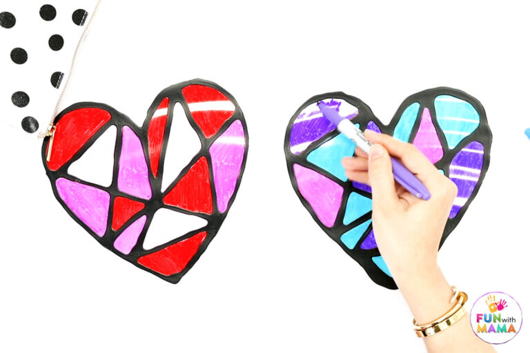 Stained Glass Heart Suncatcher Craft + PRINTABLE