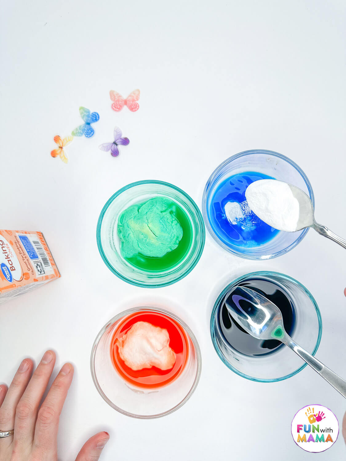 Fizzing Baking Soda + Vinegar Butterfly Cocoons - Fun with Mama