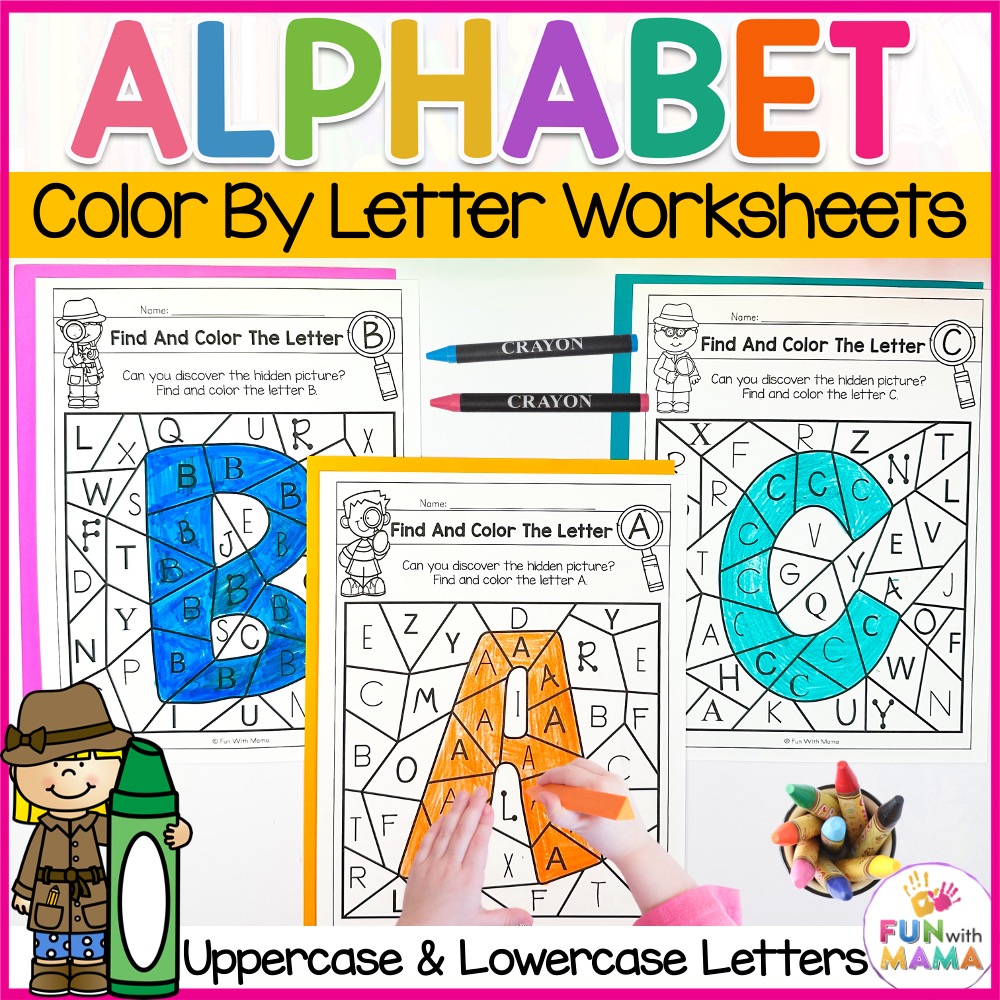 Alphabet Color By Letter Worksheets - Fun with Mama