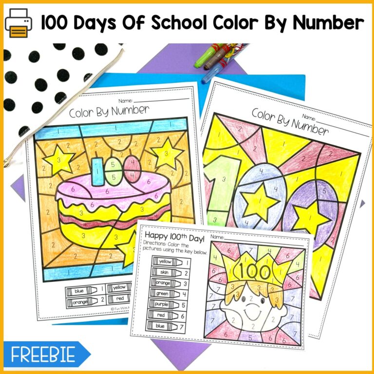 100 Days Of School Color By Number Coloring Pages - Fun with Mama