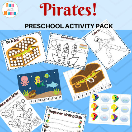 Pirate Theme Printable Preschool Pack - Fun with Mama