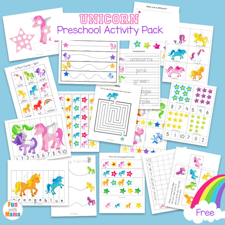 Unicorn Preschool Activity Pack - Fun with Mama