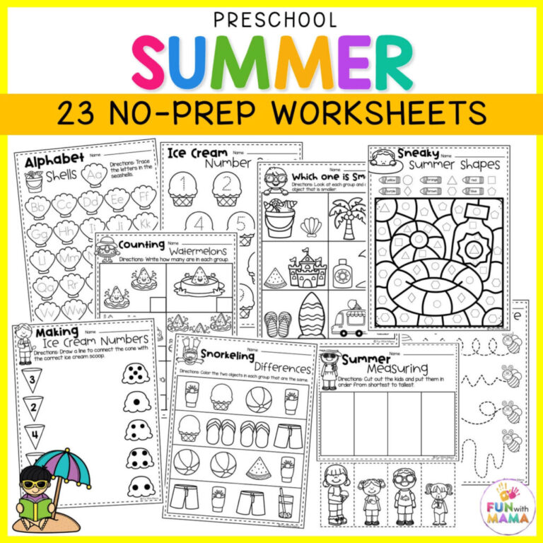 20+ Summer Worksheets for Preschool - Fun with Mama