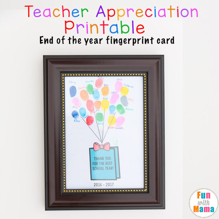 Printable End of the Year Teacher Appreciation Gift Fingerprint - Fun ...