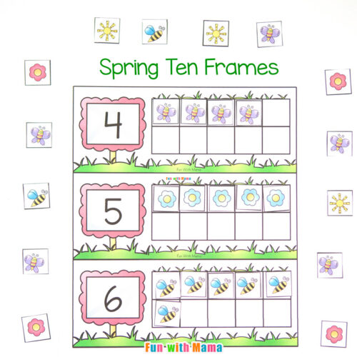 Spring Ten Frame Printable - Fun with Mama