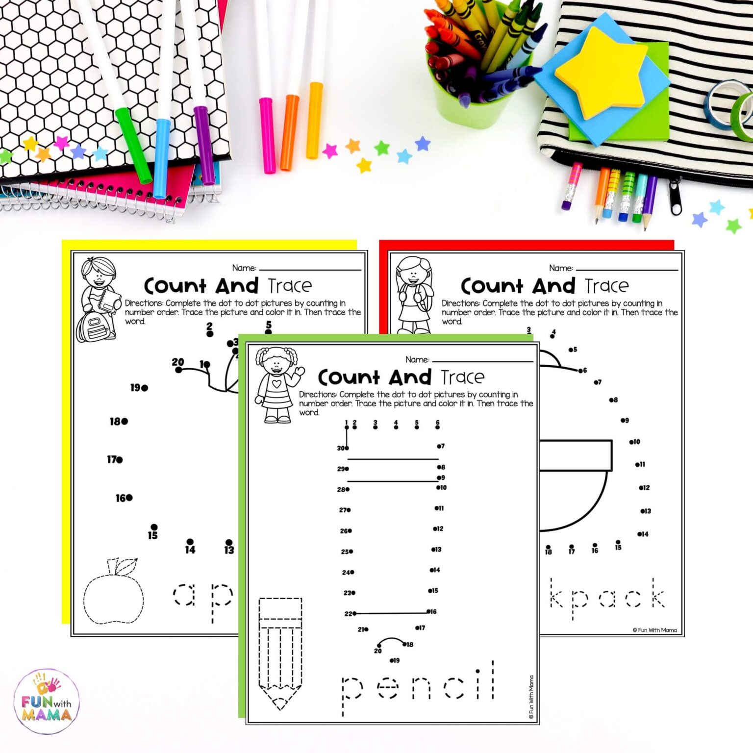 Back To School Supplies Activity Pack - Fun with Mama
