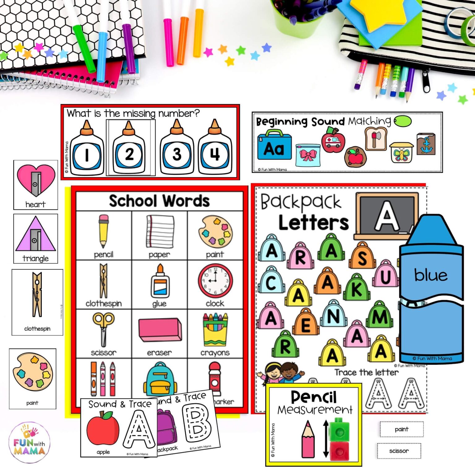 Back To School Supplies Activity Pack - Fun with Mama
